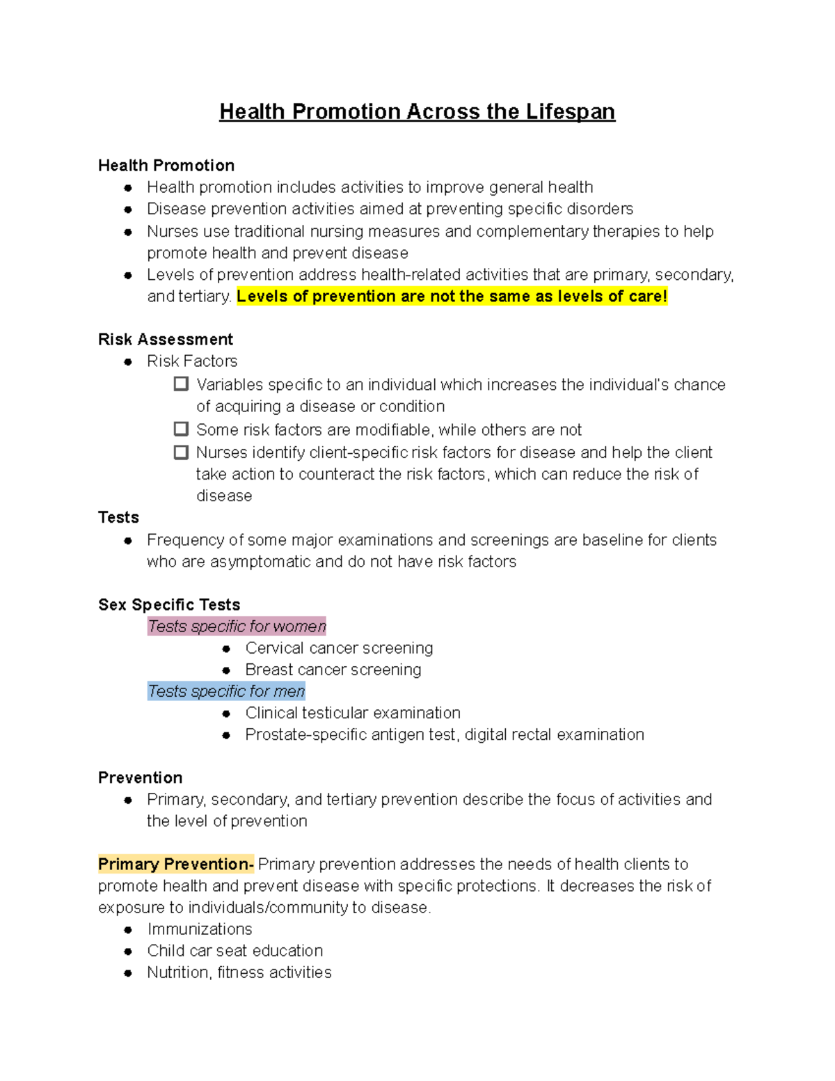 Health Promotion Across the Lifespan: Key Concepts & Practices (NURS ...