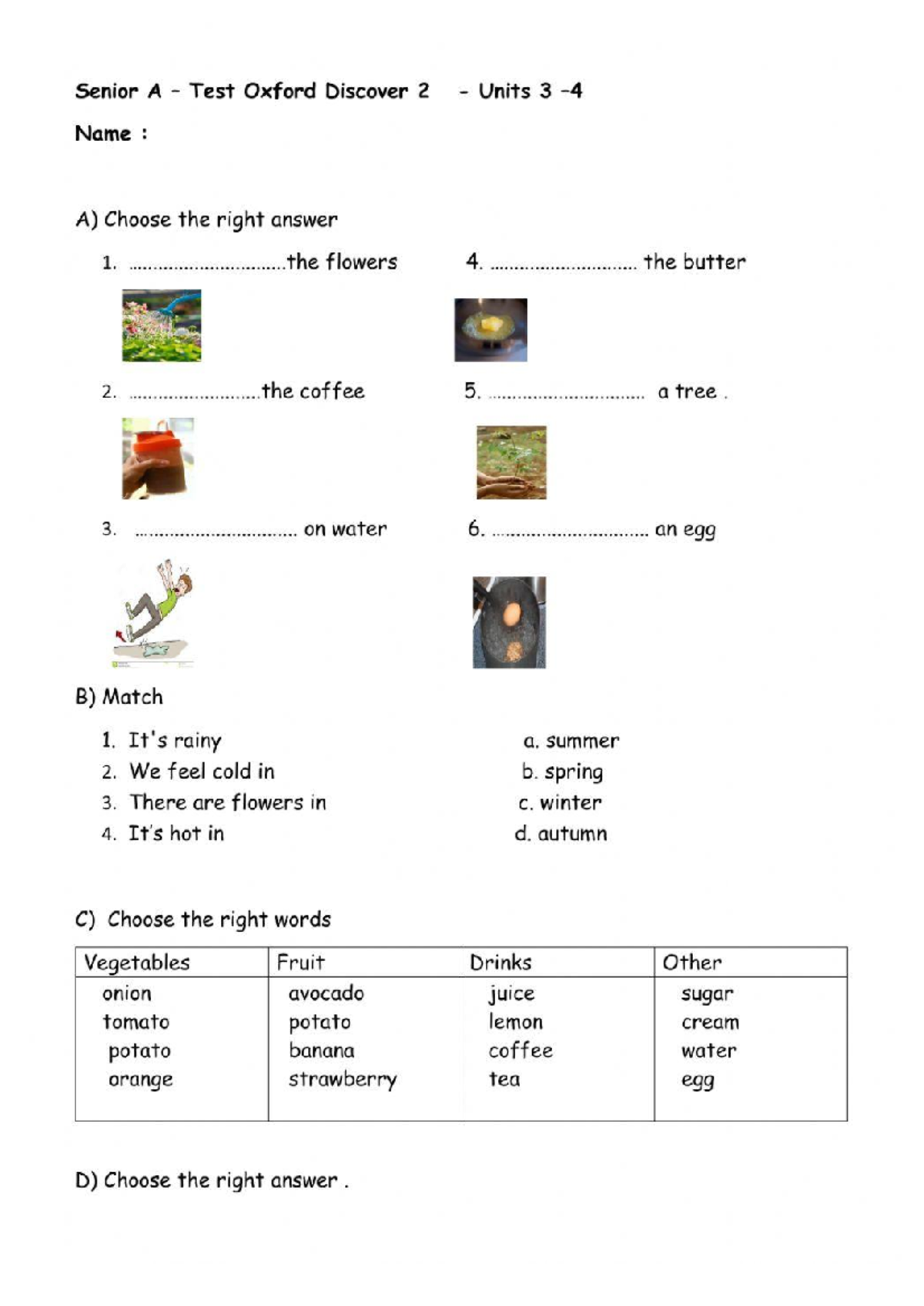 Senior A Test: Grammar Exercise for Oxford Discover 2 Units 3 - Studocu