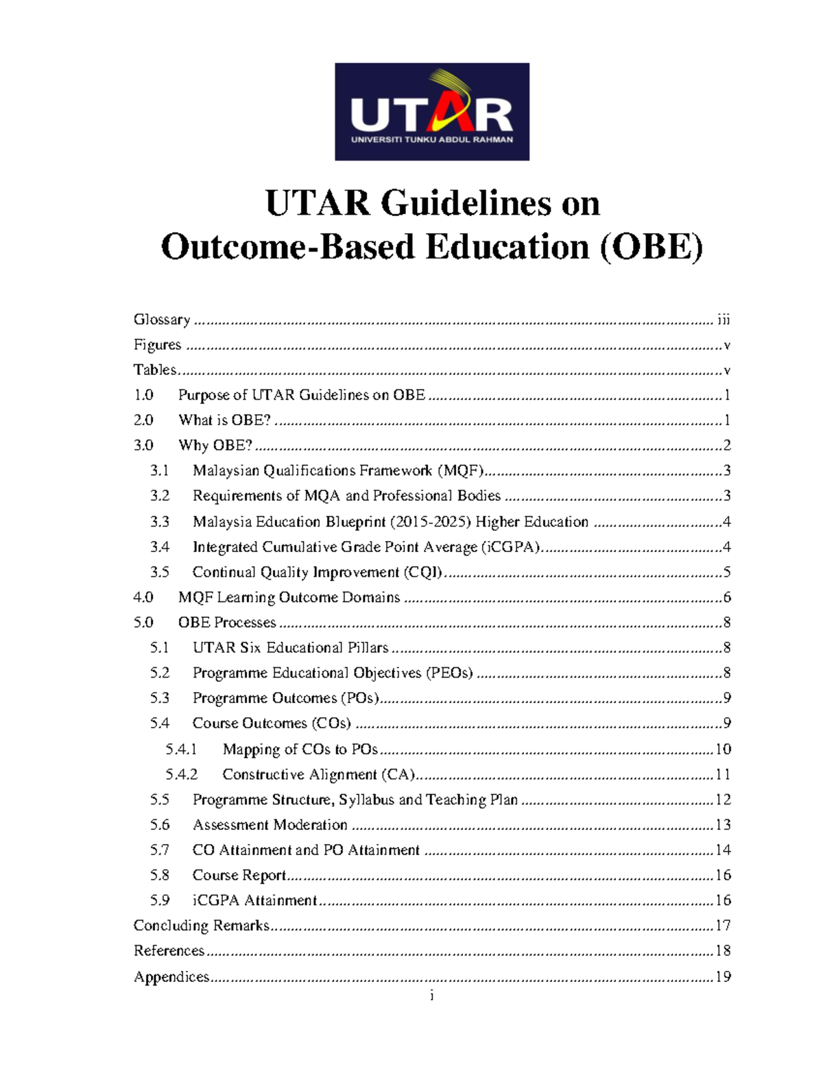 UTAR Guidelines on Outcome-Based Education (OBE) Framework - Studocu
