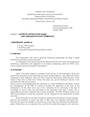 Implan re Enhanced Community Immersion Program - Republic of the ...