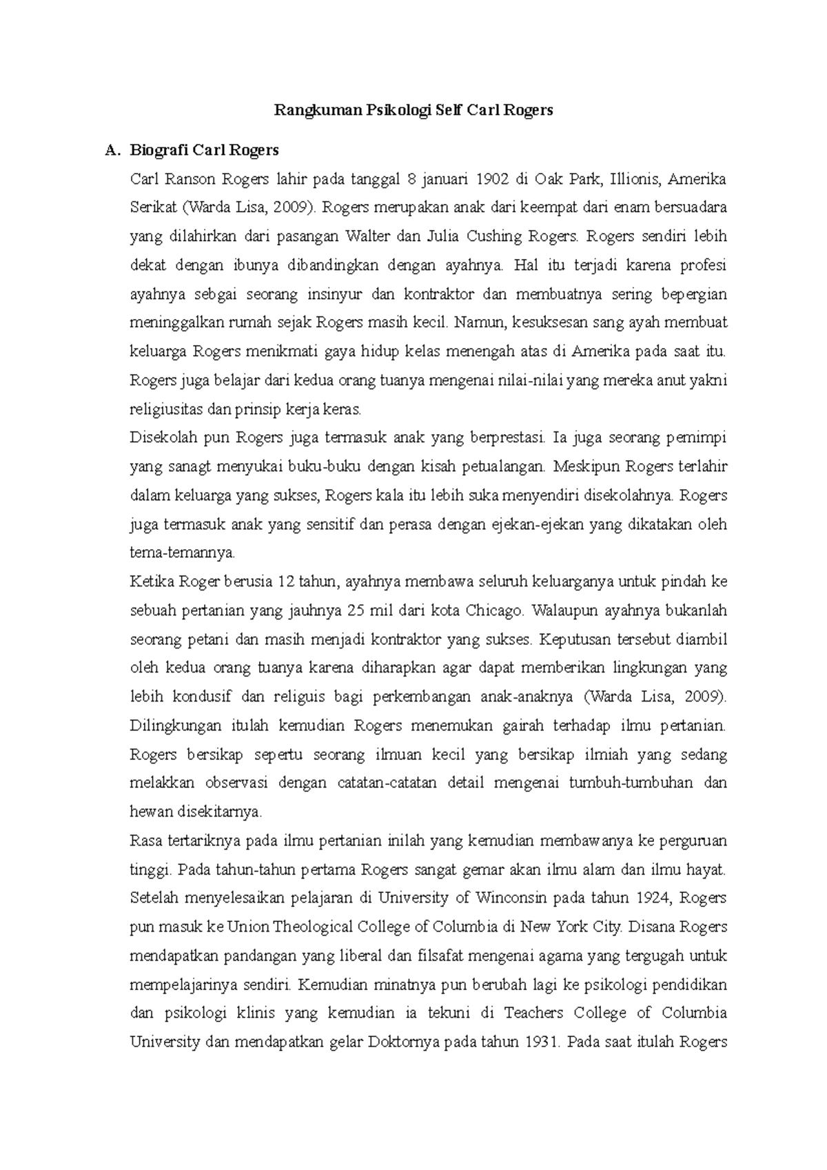 Rangkuman Psikologi Self Carl Rogers - Biografi Carl Rogers Carl Ranson ...