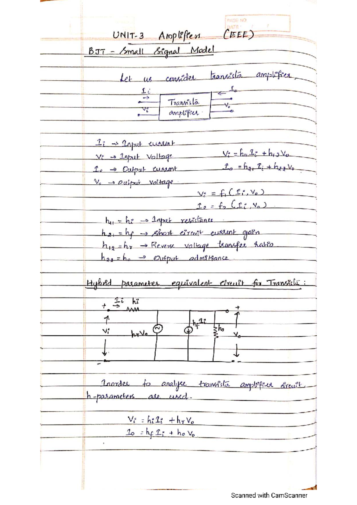 EDC 101 Unit 3: BJT & MOSFET Amplifier Analysis Notes - Studocu