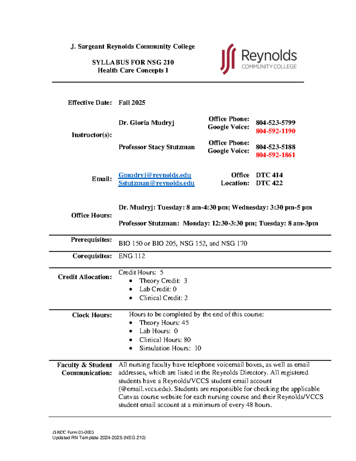 NSG 210 Syllabus: Health Care Concepts I for Fall 2025 - Studocu