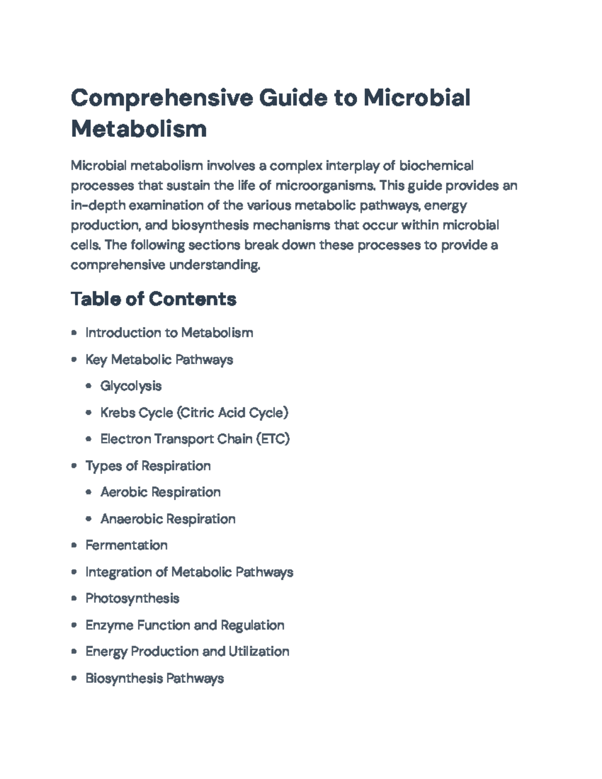 Comprehensive Guide to Microbial Metabolism: Key Pathways and Processes - Comprehensive Guide to ...