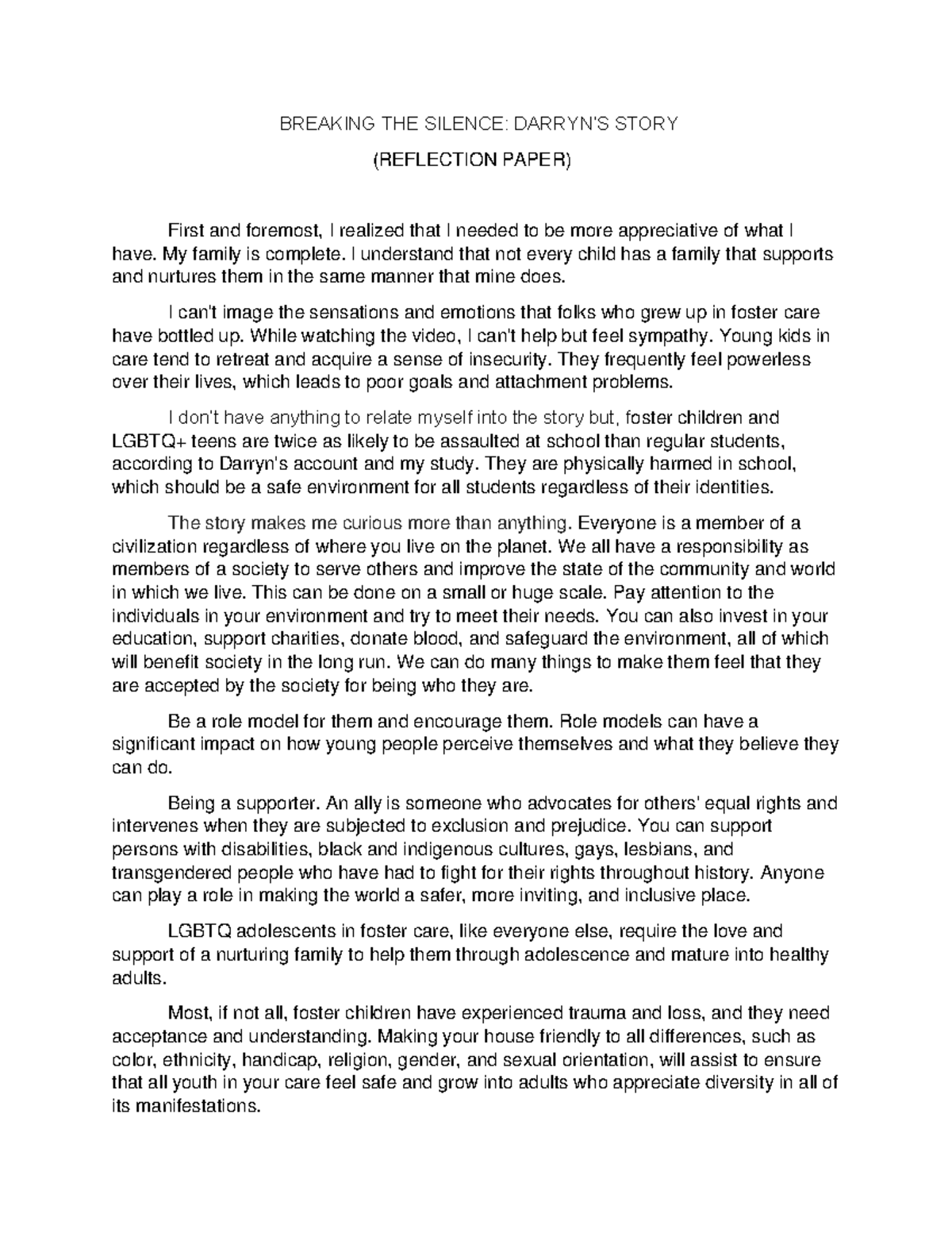 Reflection #2-converted - BREAKING THE SILENCE: DARRYN’S STORY ...