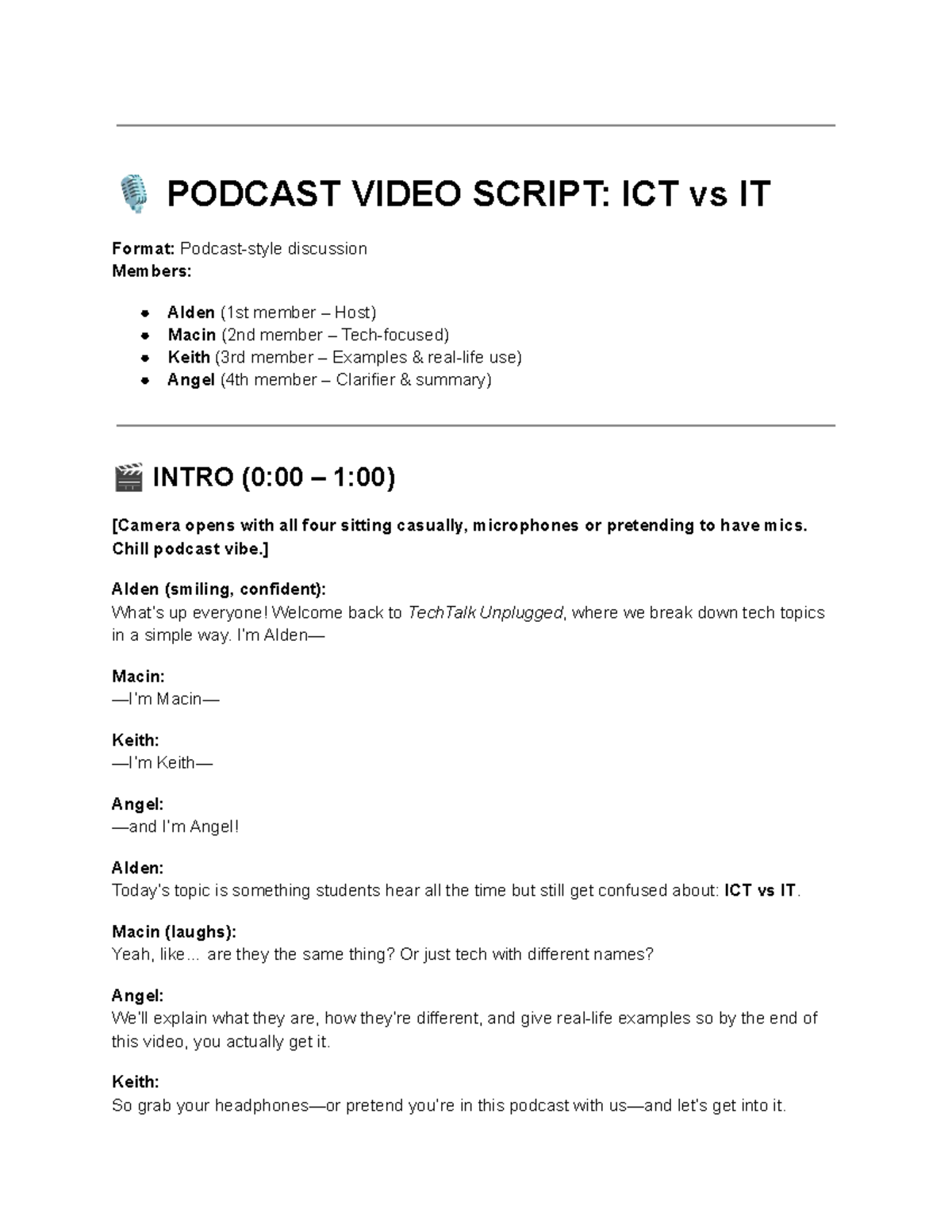 PODCAST SCRIPT: Understanding ICT vs IT - TechTalk Unplugged - Studocu