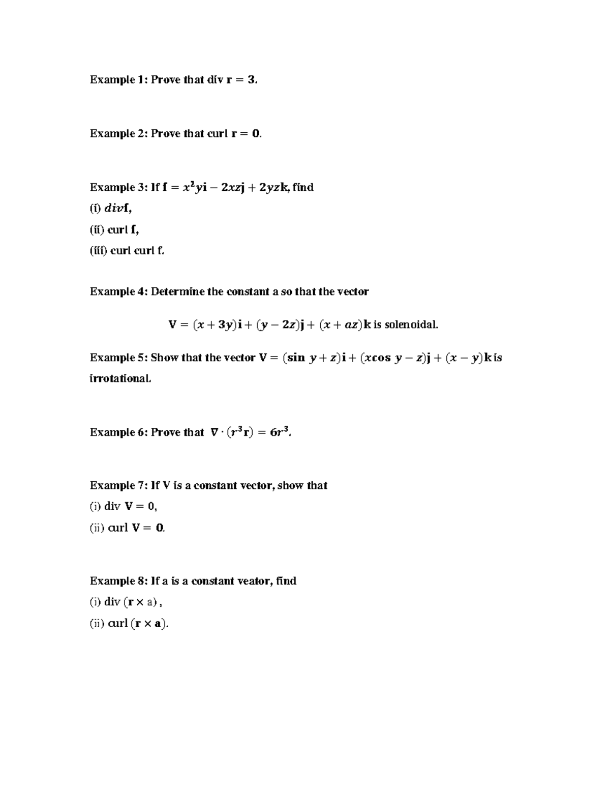 Problems on Div and Curl: Vector Calculus Exercises (MATH 101) - Studocu