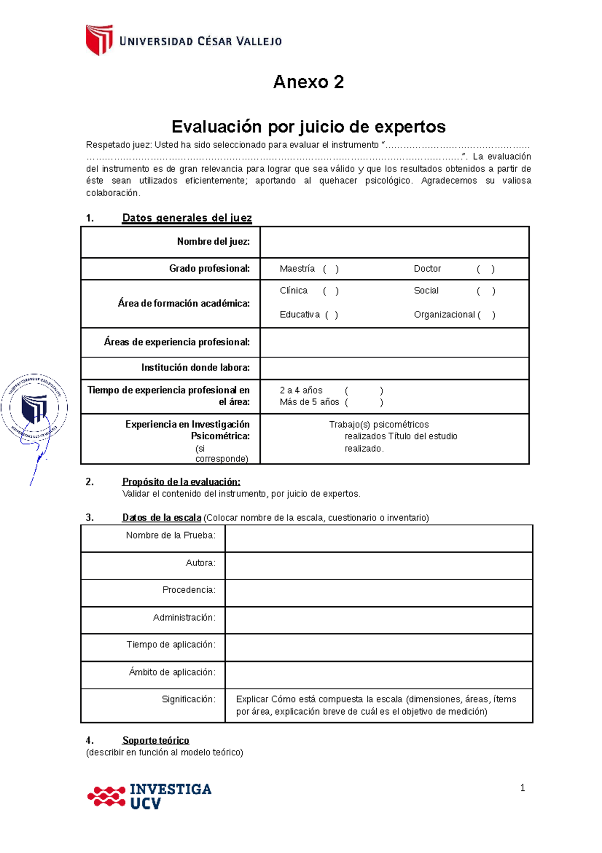 Formato de Evaluación por Juicio de Expertos 2023 - Studocu