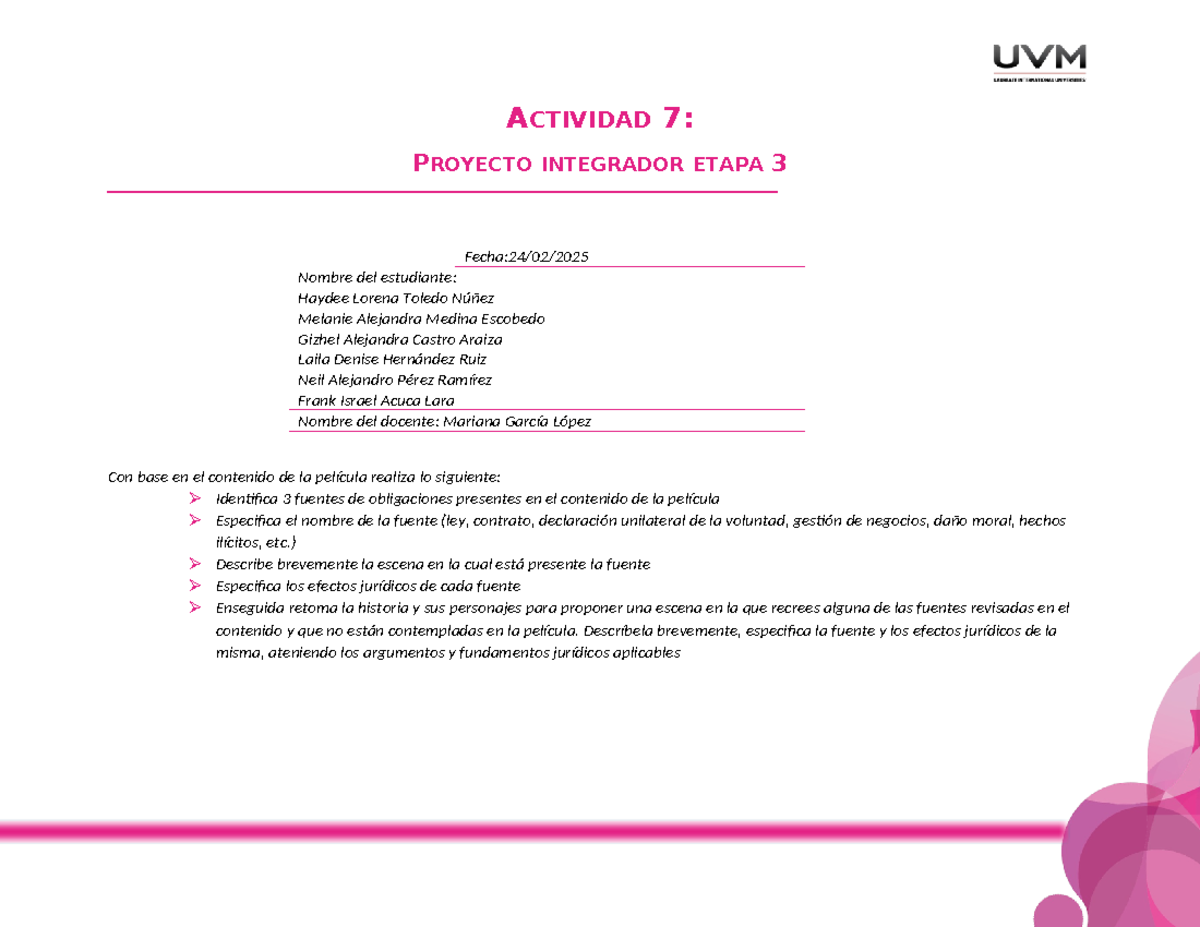 ACT 7 Proyecto integrador E - ACTIVIDAD 7: PROYECTO INTEGRADOR ETAPA 3 Fecha:24/02/ Nombre del ...