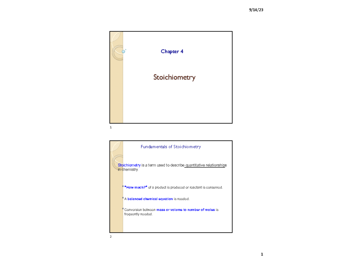Stoichiometry & Percent Yield: Fundamentals and Practice Problems - Studocu
