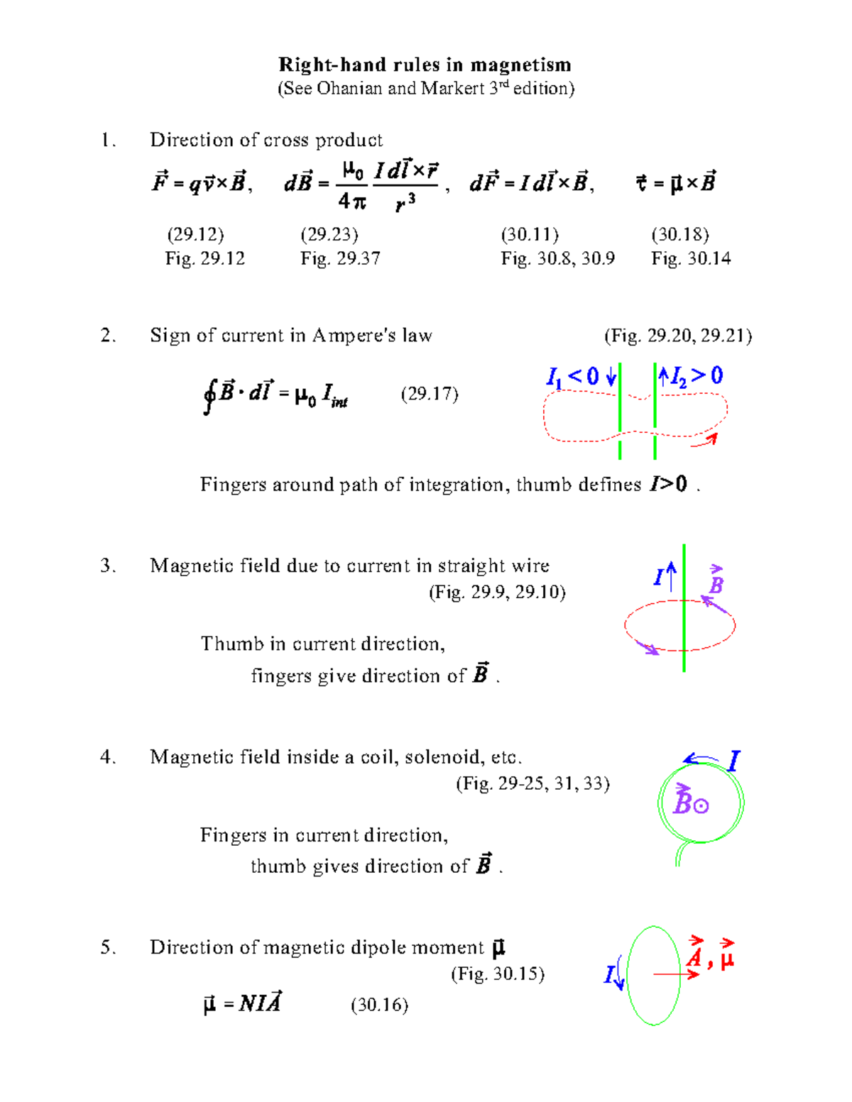 Right hand rule handout - Right-hand rules in magnetism (See Ohanian ...