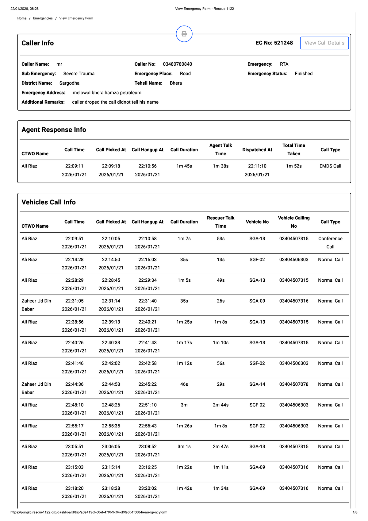 08:28 Emergency Form - Rescue 1122 Incident Report - Studocu