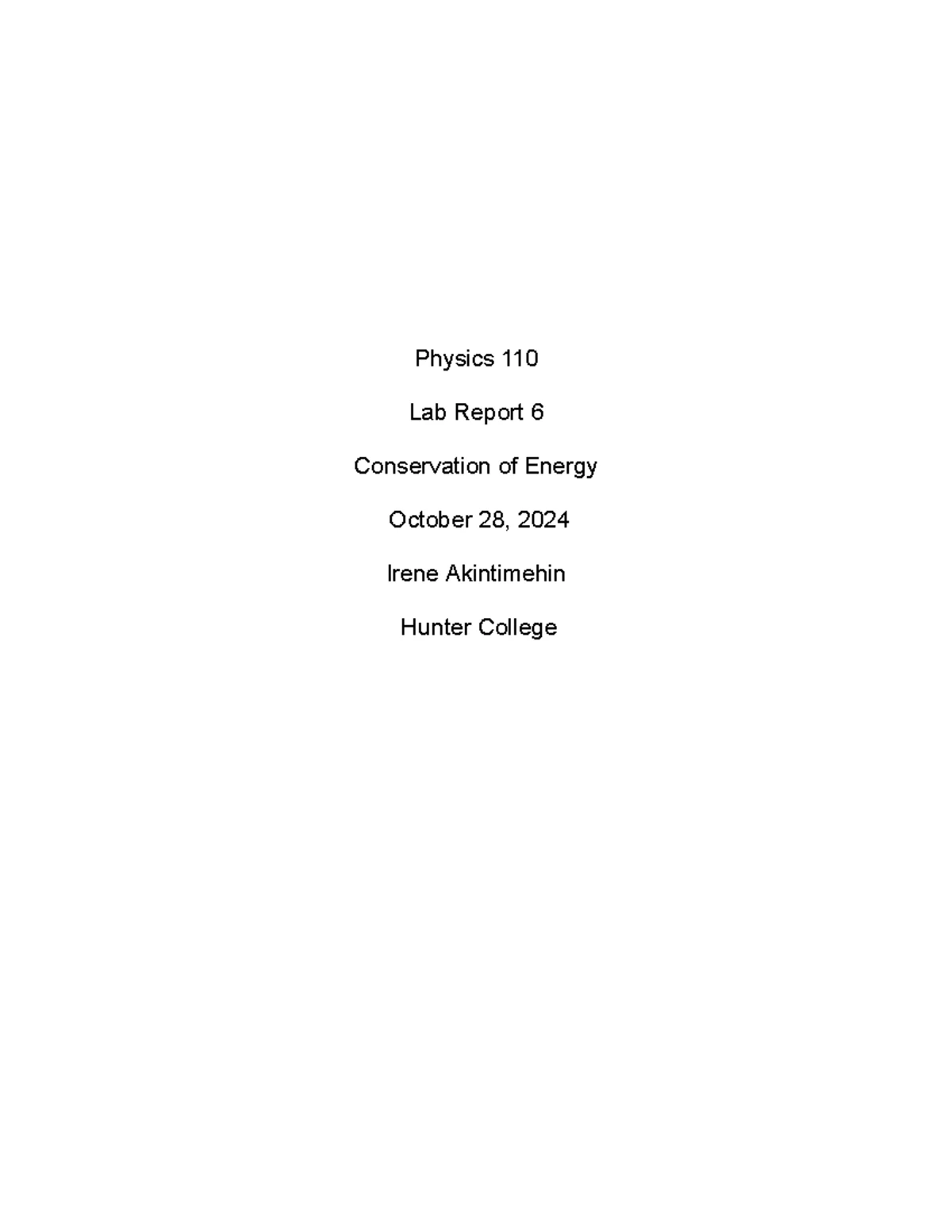 Final Exam Lab Manual (PHYS 101): Conservation of Energy in Systems ...