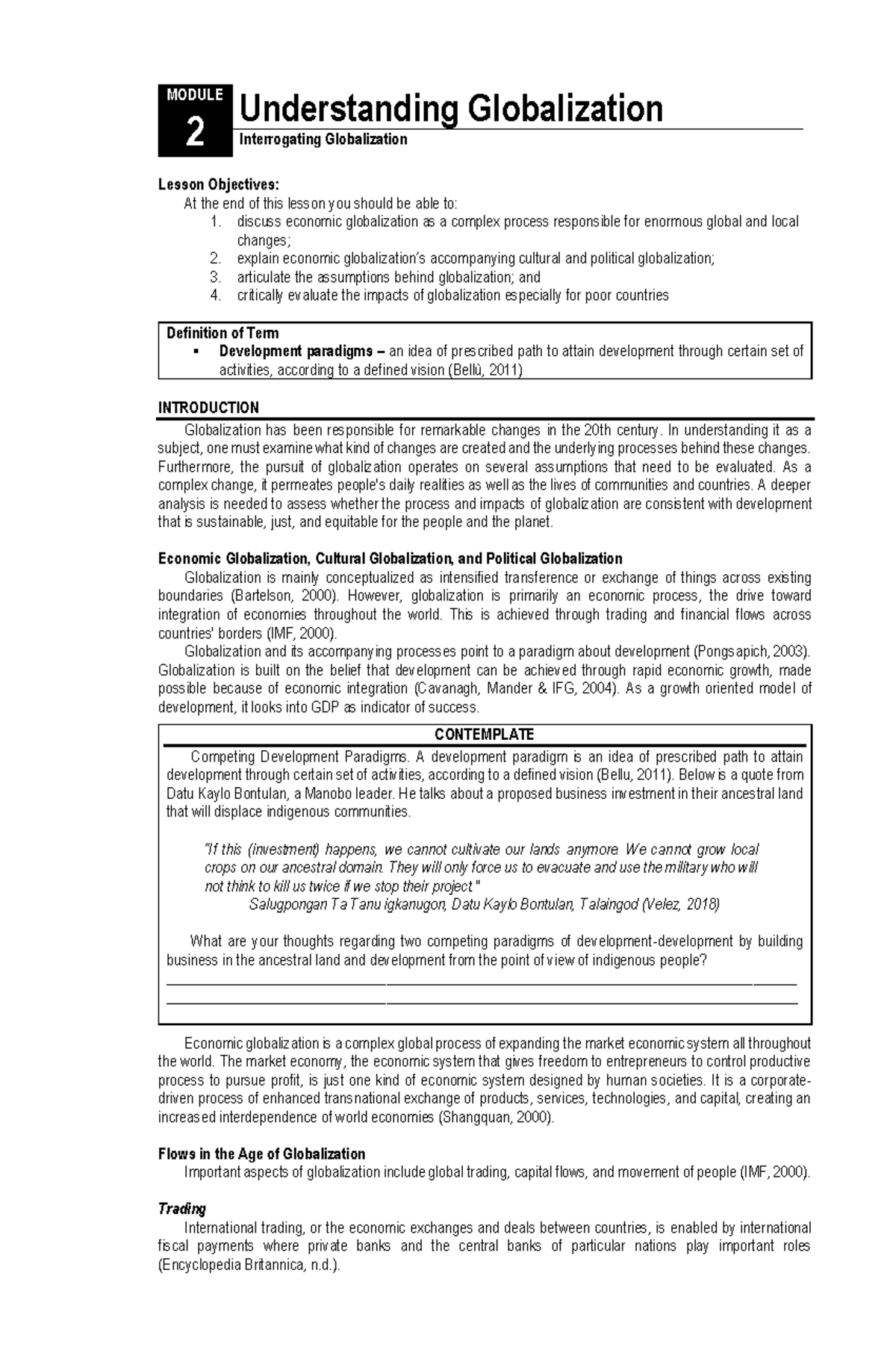 Module 2: Analyzing the Complexities of Globalization - Studocu