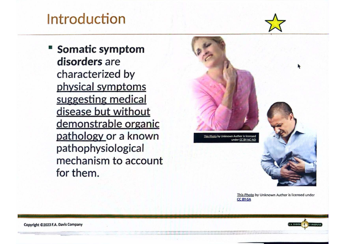 Lecture on Somatic Symptom and Dissociative Disorders - Studocu