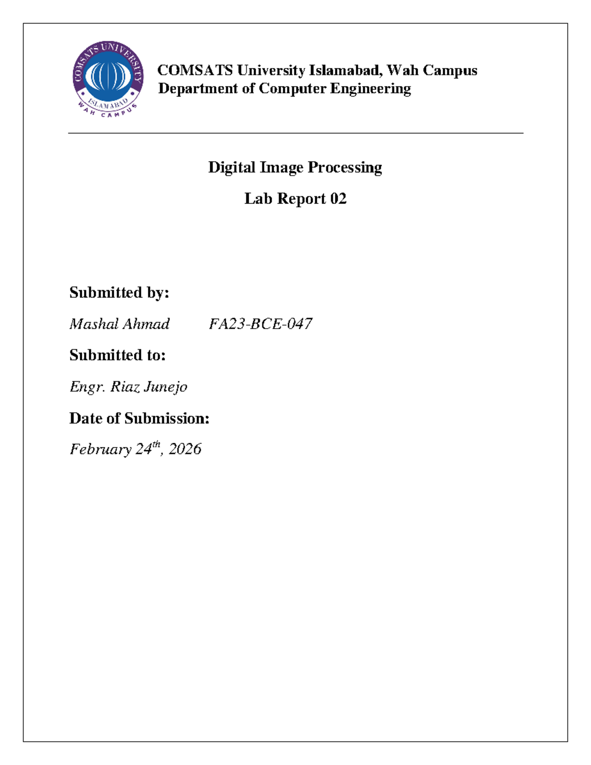 DIP Lab Report 02: Basic Relationships in Digital Images - Studocu