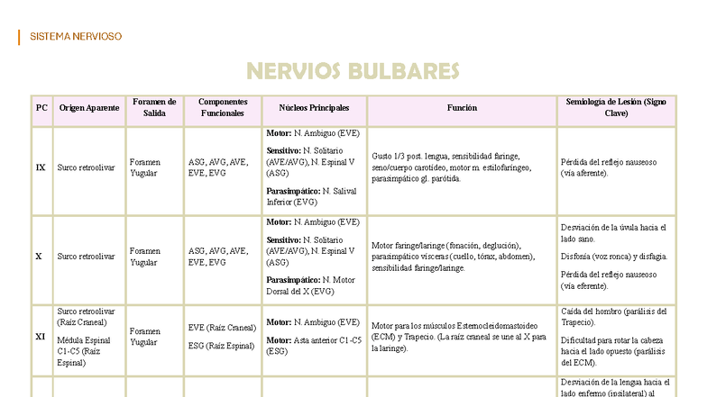 RES - Nervios Bulbares PC: Funciones y Semiología del IX - Studocu