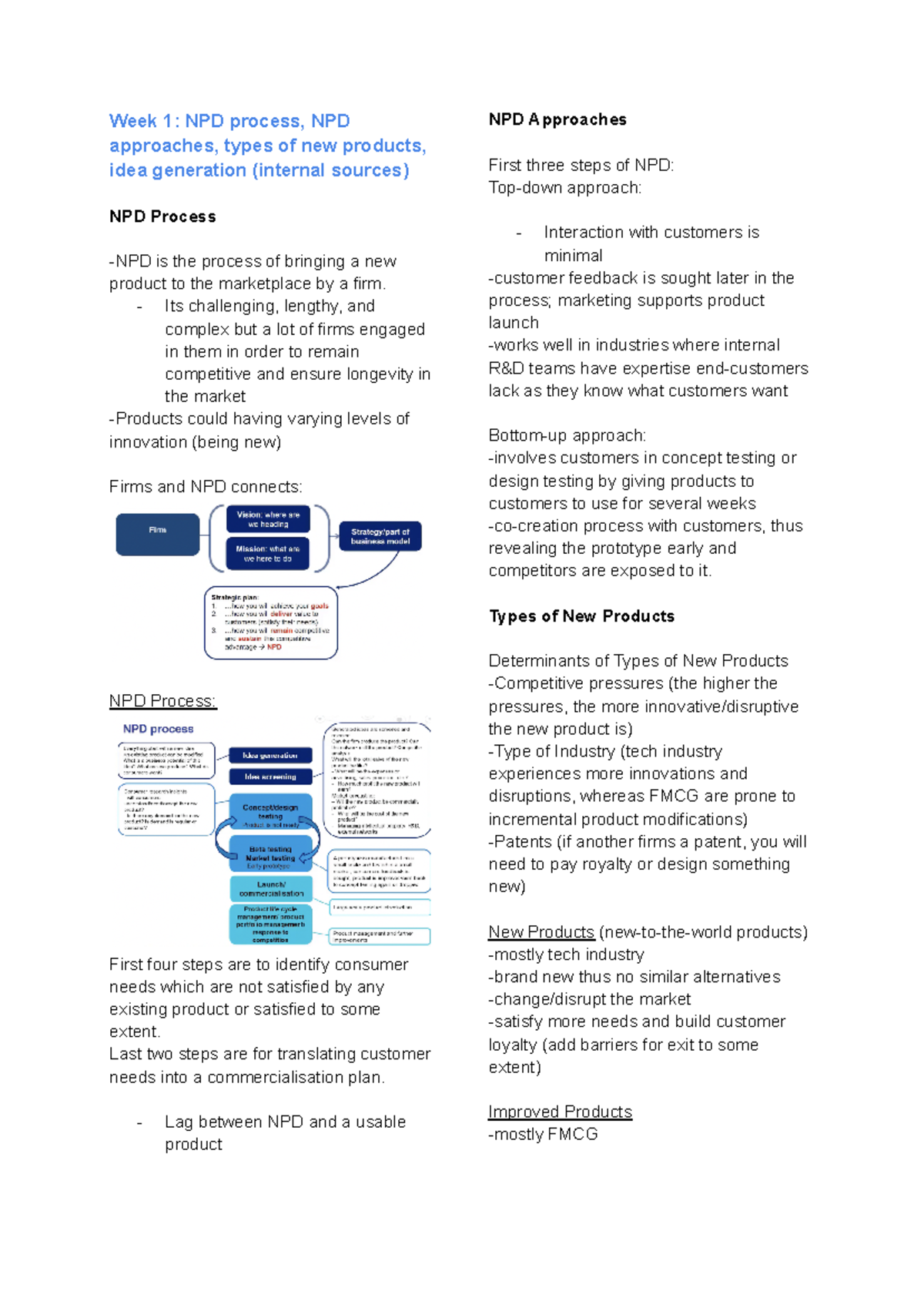 MKTG3303 New Product Development: Complete Lecture Notes 2023 - Studocu