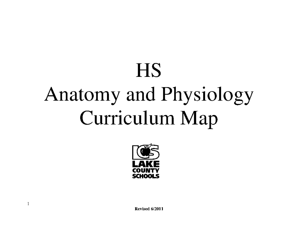 HS Anatomy and Physiology Curriculum Map: A Comprehensive Guide - Studocu