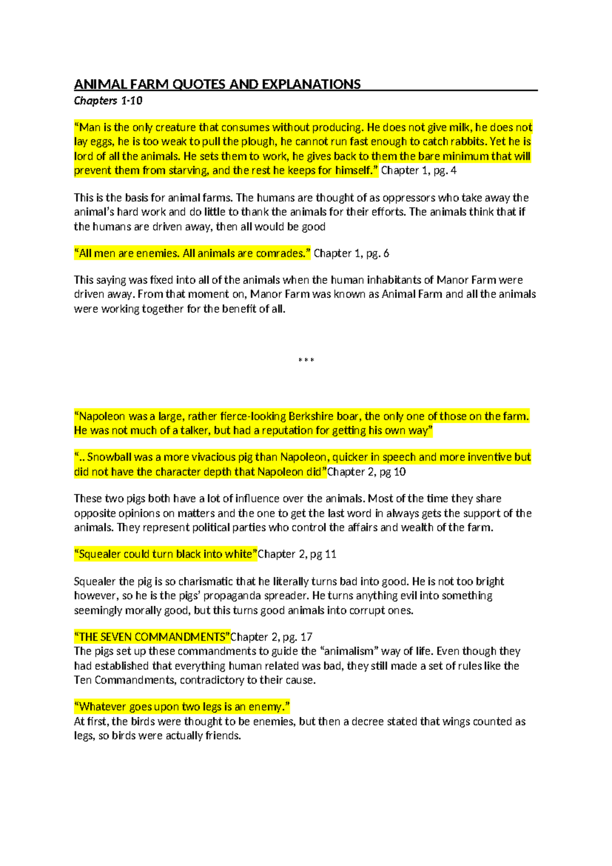 Animal Farm Quotes & Explanations: Key Insights from Chapters 1-10 ...