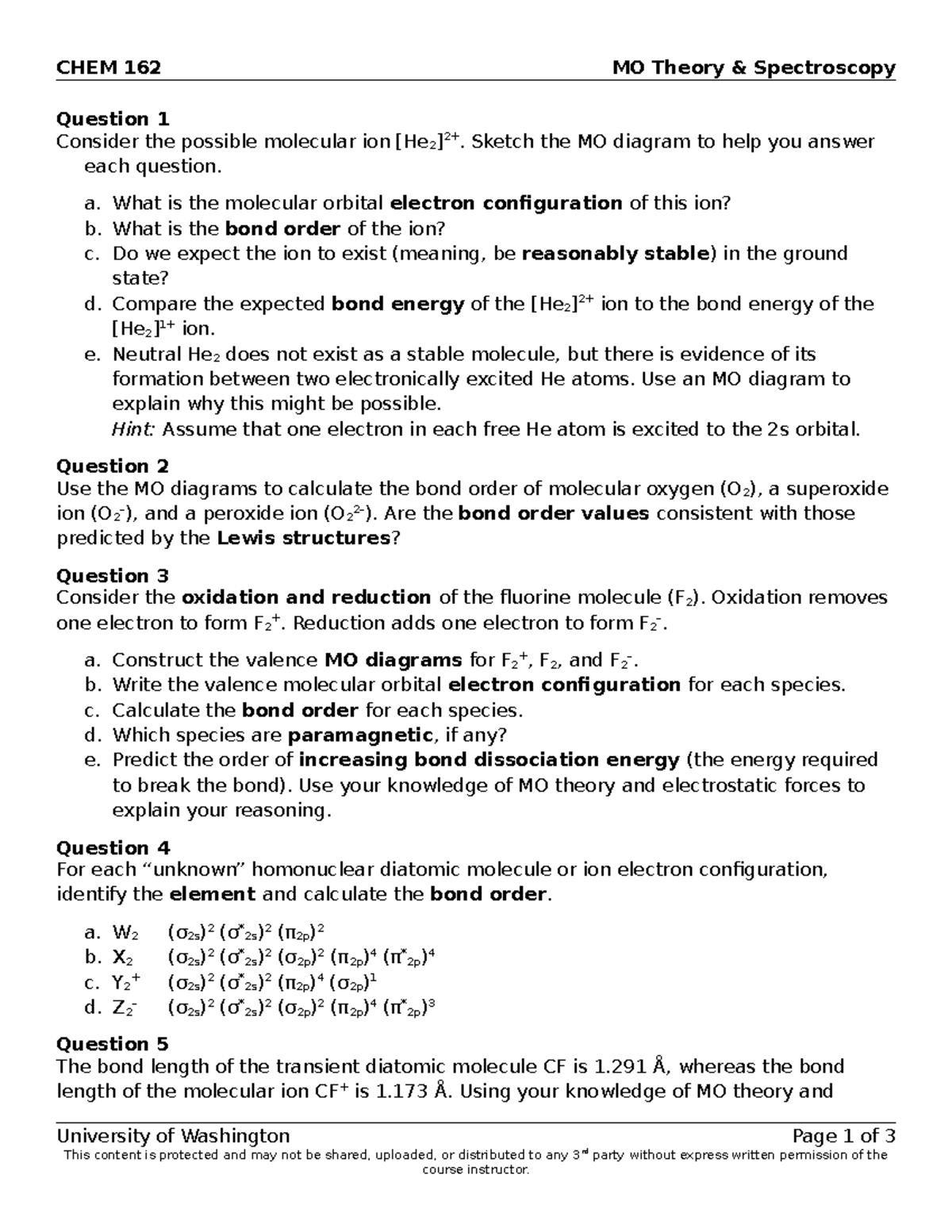 DS03-CHEM162-MO Theory and Spectroscopy - CHEM 162 MO Theory ...