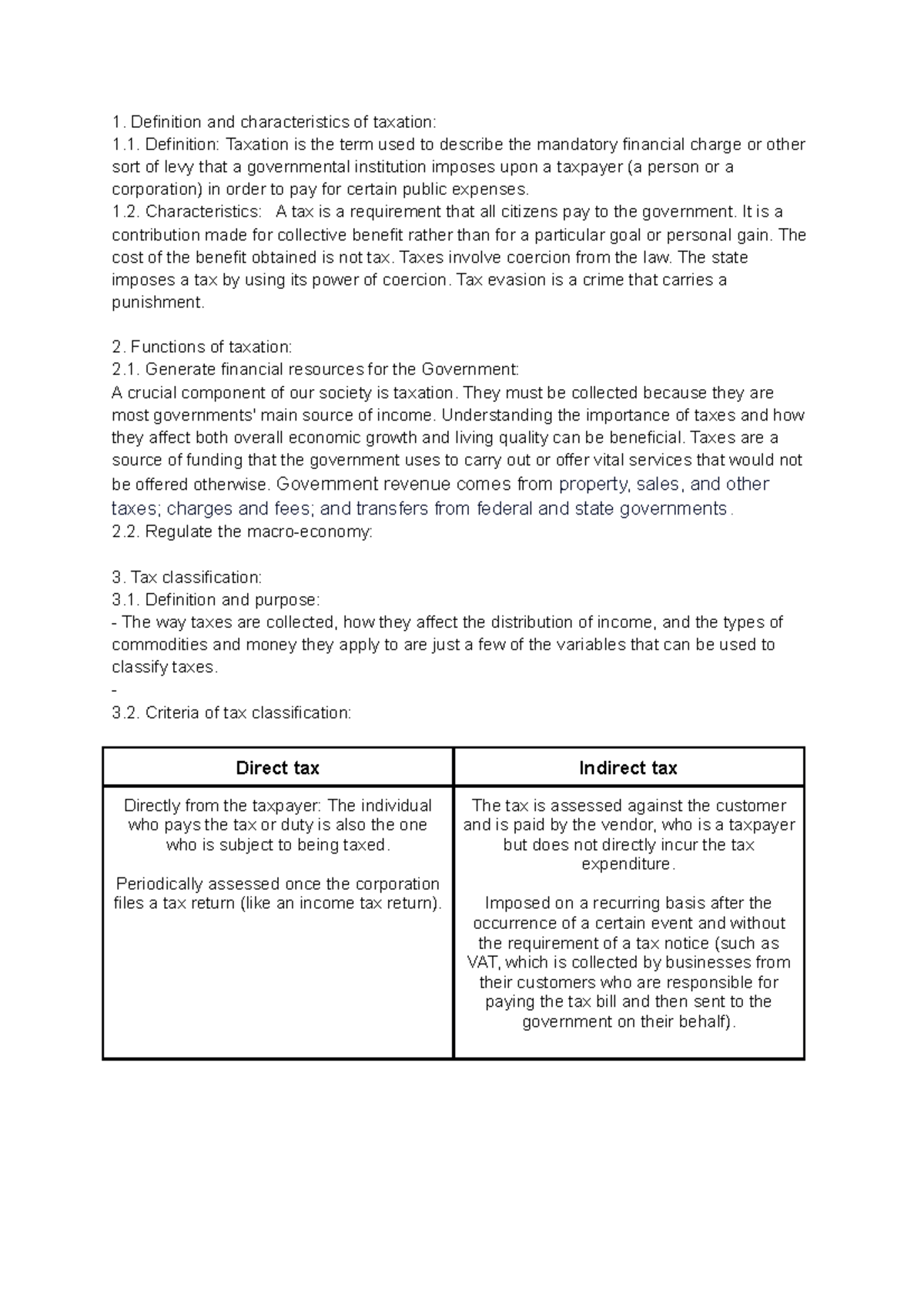 TAX A1 - Overview of Taxation Principles and Functions - Studocu