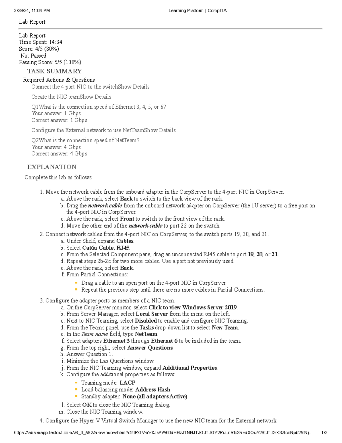 11.6.9 Lab Report: Configuring NIC Teaming in Windows Server 2019 - Studocu