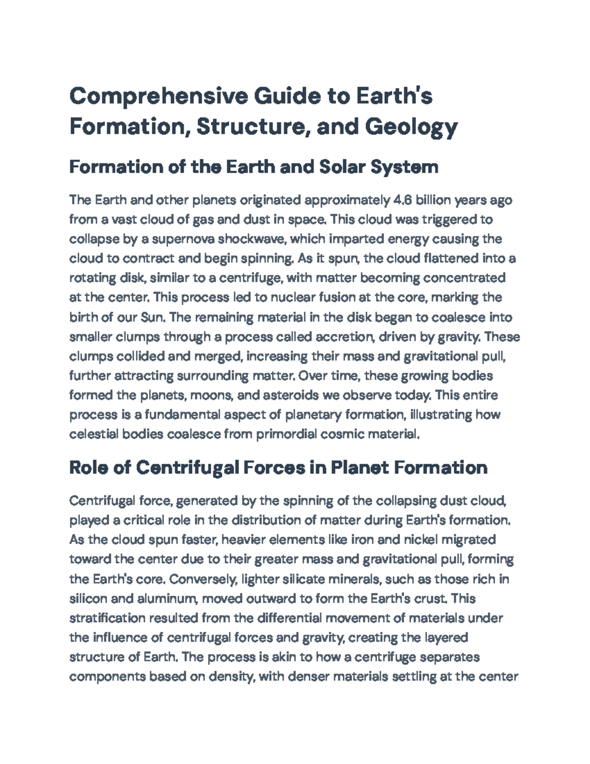 Comprehensive Guide to Earth's Formation, Structure, and Geology (GEOL ...
