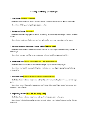Midterm Notes AB Psych - FEEDING AND EATING DISORDERS PICA DISORDER ...