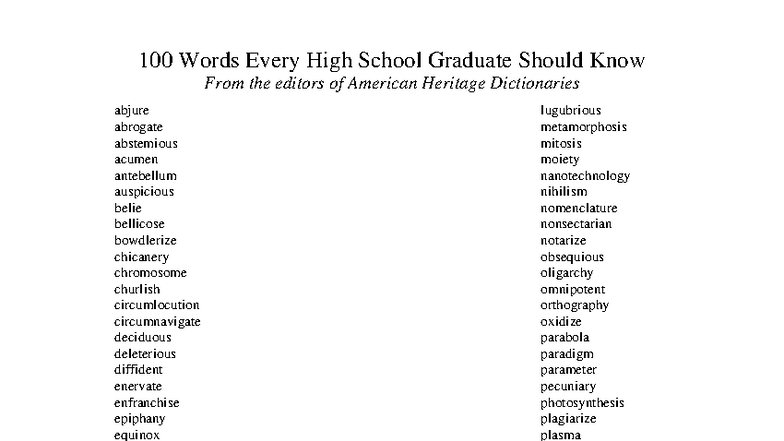 100 Words Every High School Grad Should Know: Essential Vocabulary ...