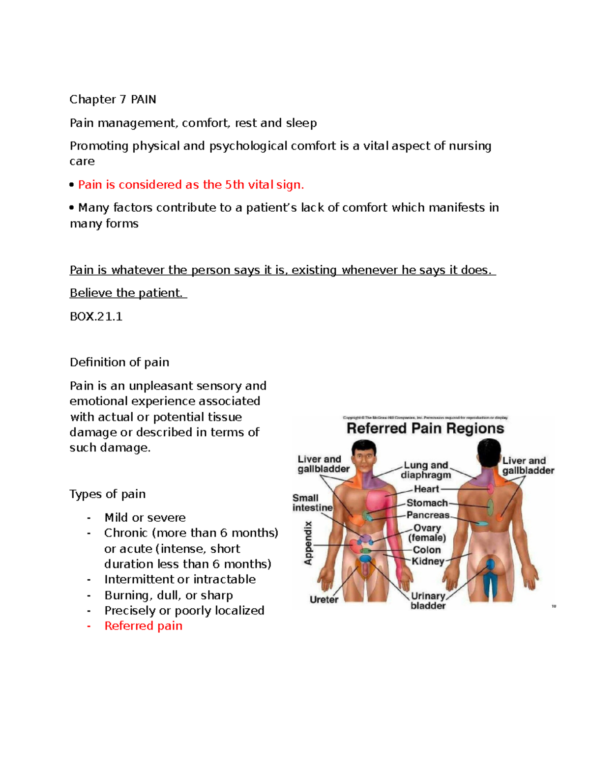 Notes on PAIN Management and Wound Care (Chapter 7) - Studocu