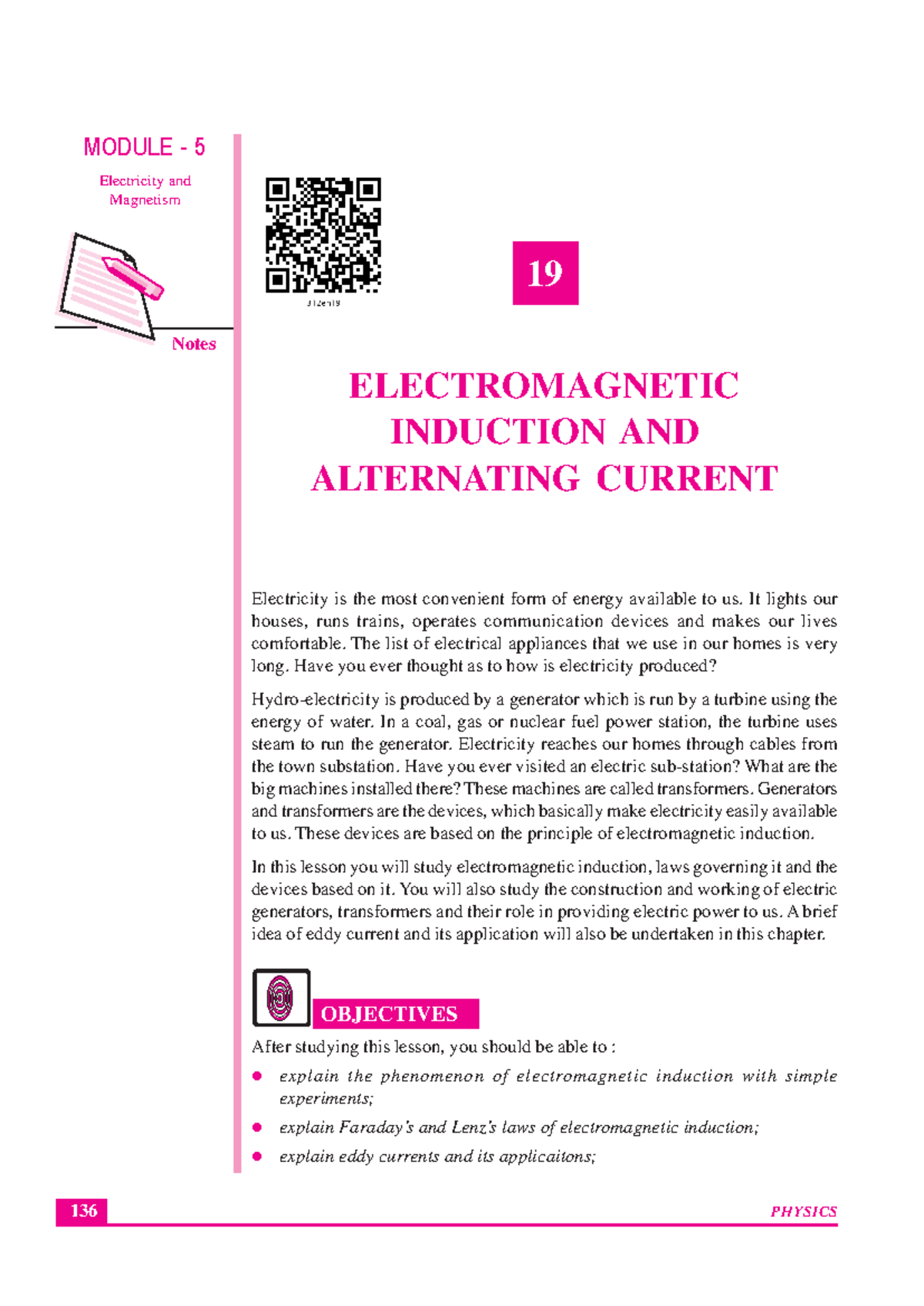 312 Physics Eng Lesson 19: Electromagnetic Induction & AC Concepts ...