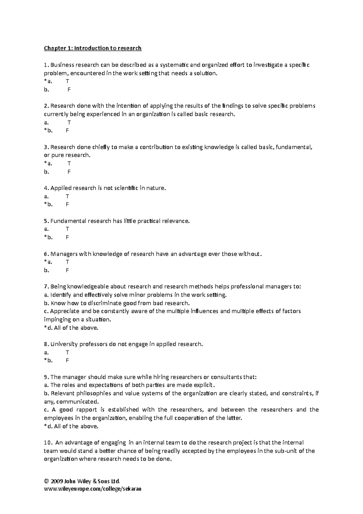 Test Bank Research Methodology Chapter 1: Introduction to Research ...
