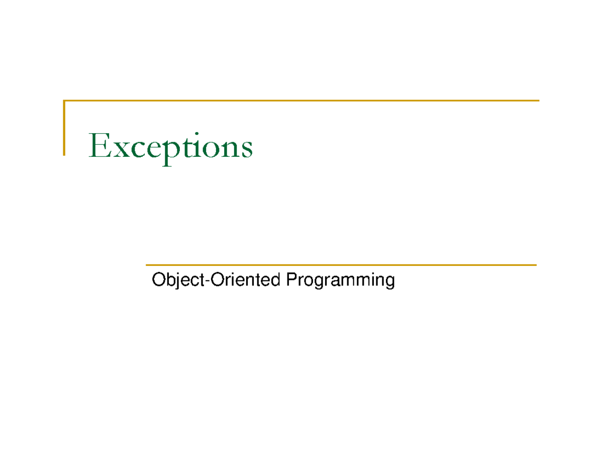 Exceptions Handling in Java: Overview and Key Concepts (CS101) - Studocu