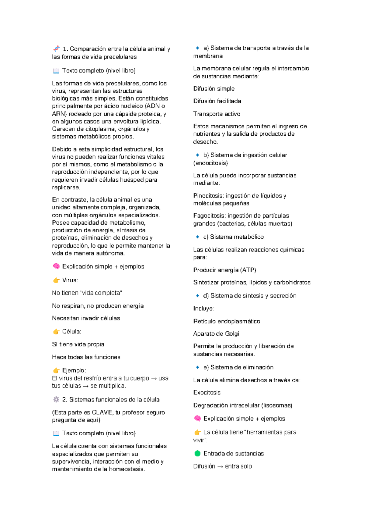 Comparación entre Células Animales y Formas de Vida Precelulares - Cap ...