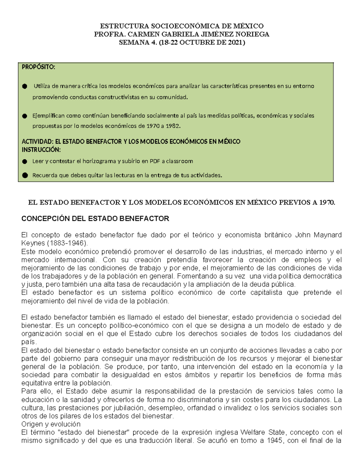 4. Análisis del Estado Benefactor y Modelos Económicos en México - Studocu
