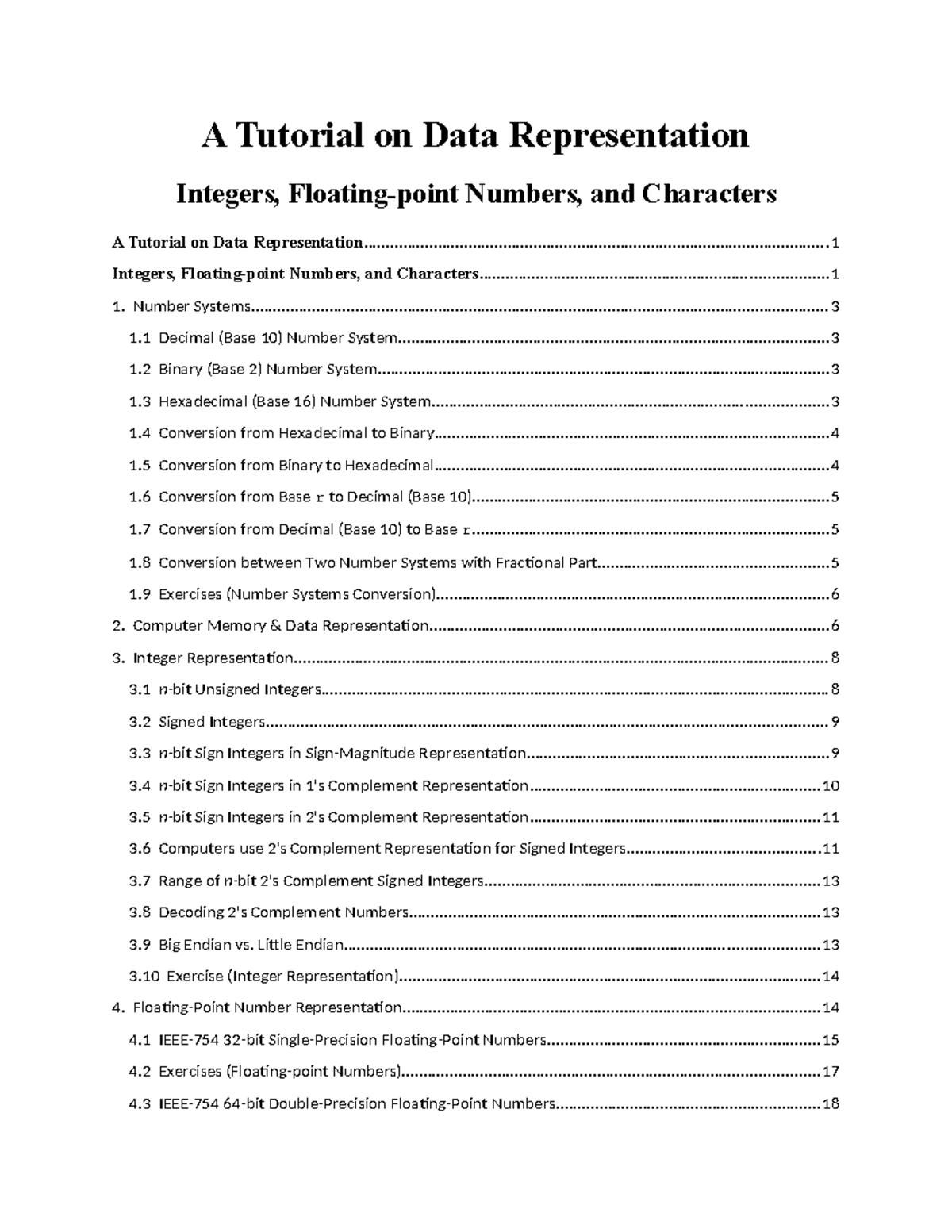 Tut12 Data representation - A Tutorial on Data Representation A ...