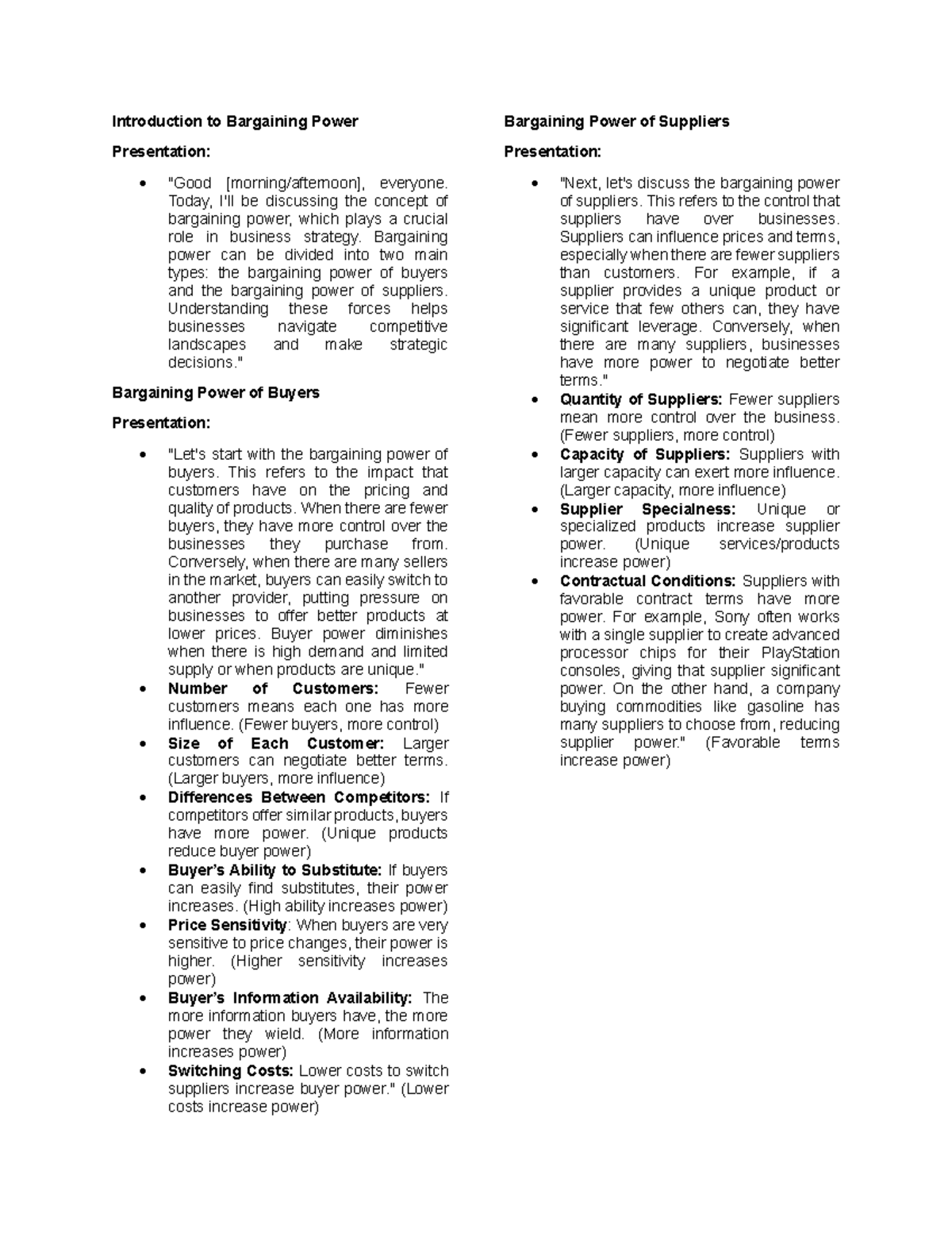 Introduction to Bargaining Power - Explanation - Introduction to ...