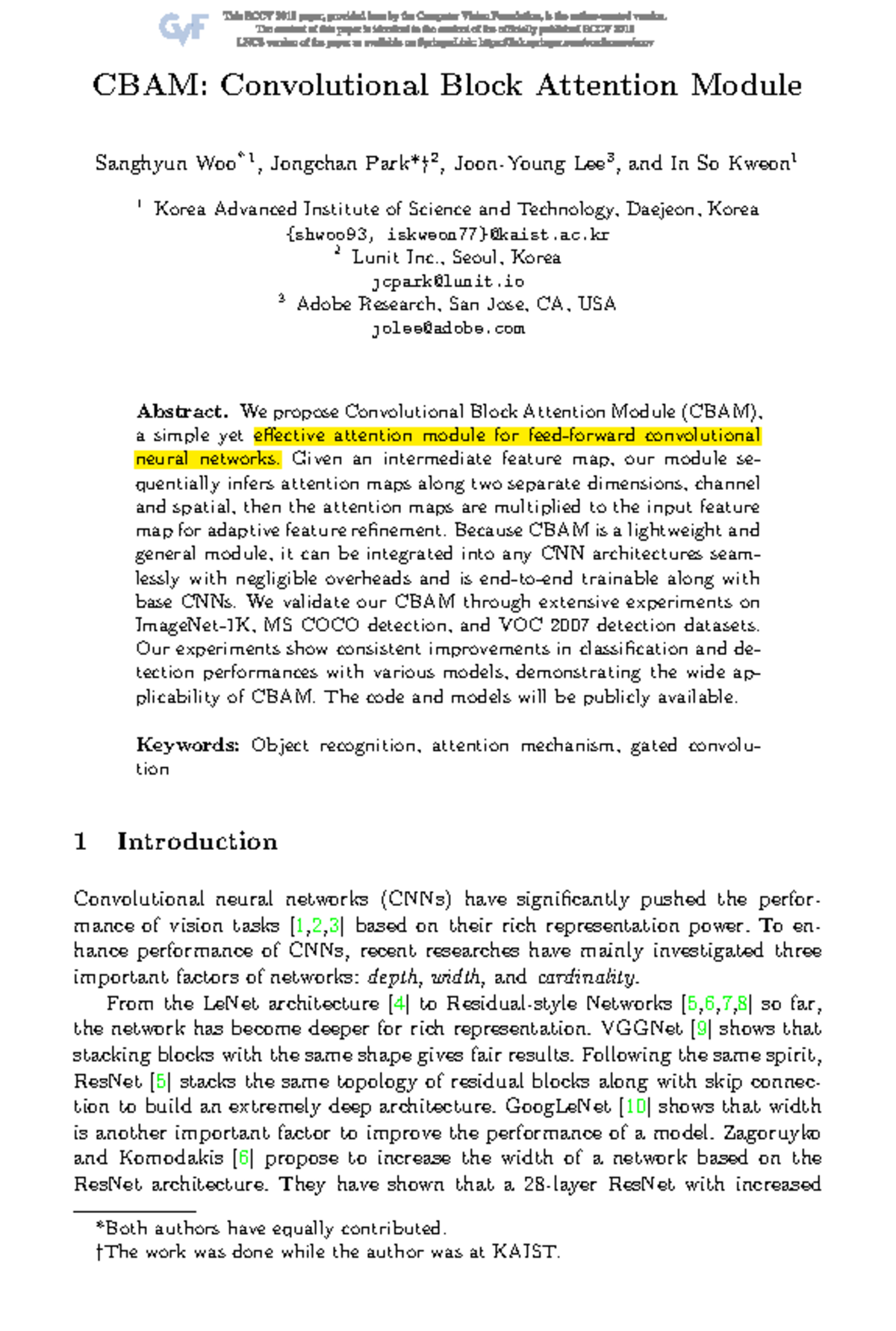 Convolutional Block Attention Module (CBAM) Overview and Analysis - Studocu