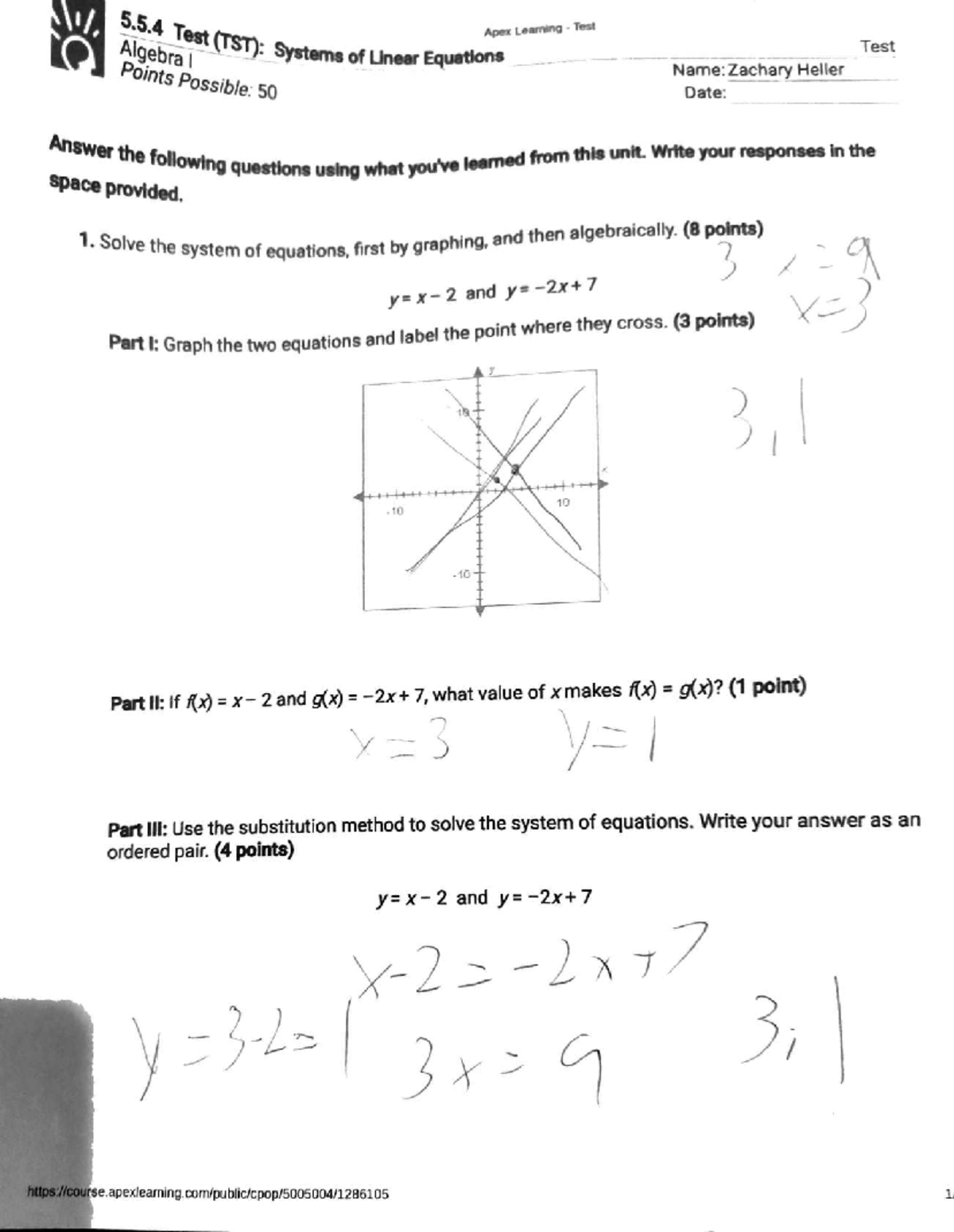 Algebra Test I (TST) - Systems of Linear Equations Solutions - Studocu