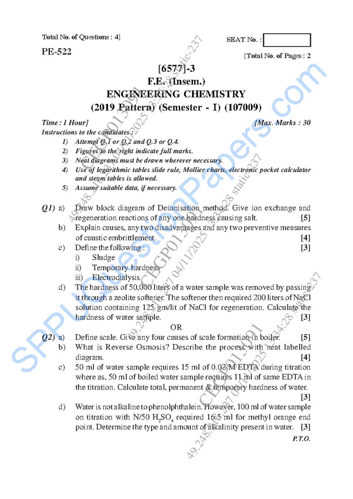 Engineering Chemistry (107009) Insem Exam Notes - Semester I 2025 - Studocu