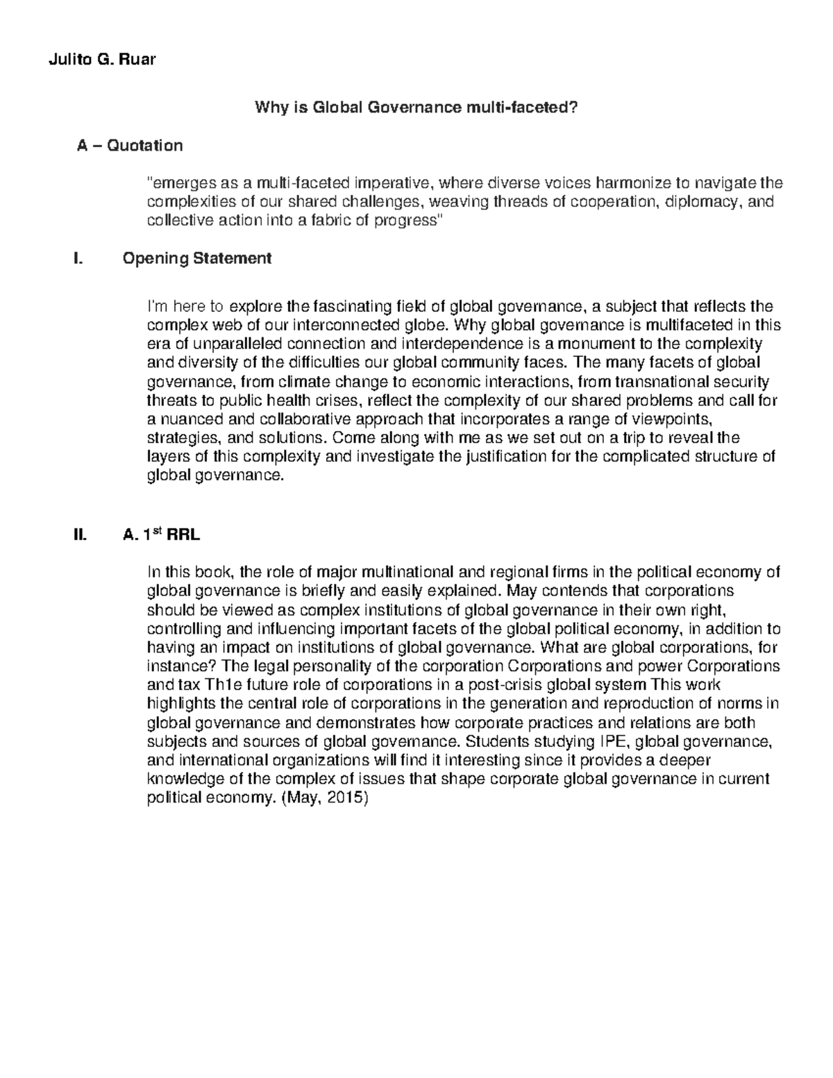 Global Governance Insights: A Lesson 4 on Complexity & Cooperation ...