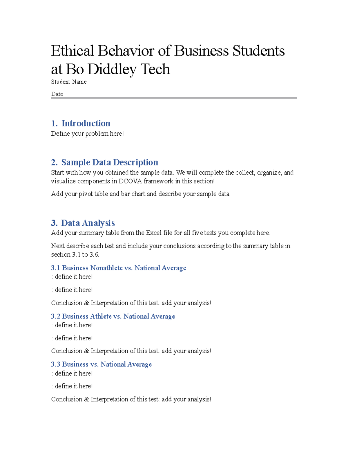 BUS352 Ethical Behavior Analysis Report at Bo Diddley Tech - Studocu