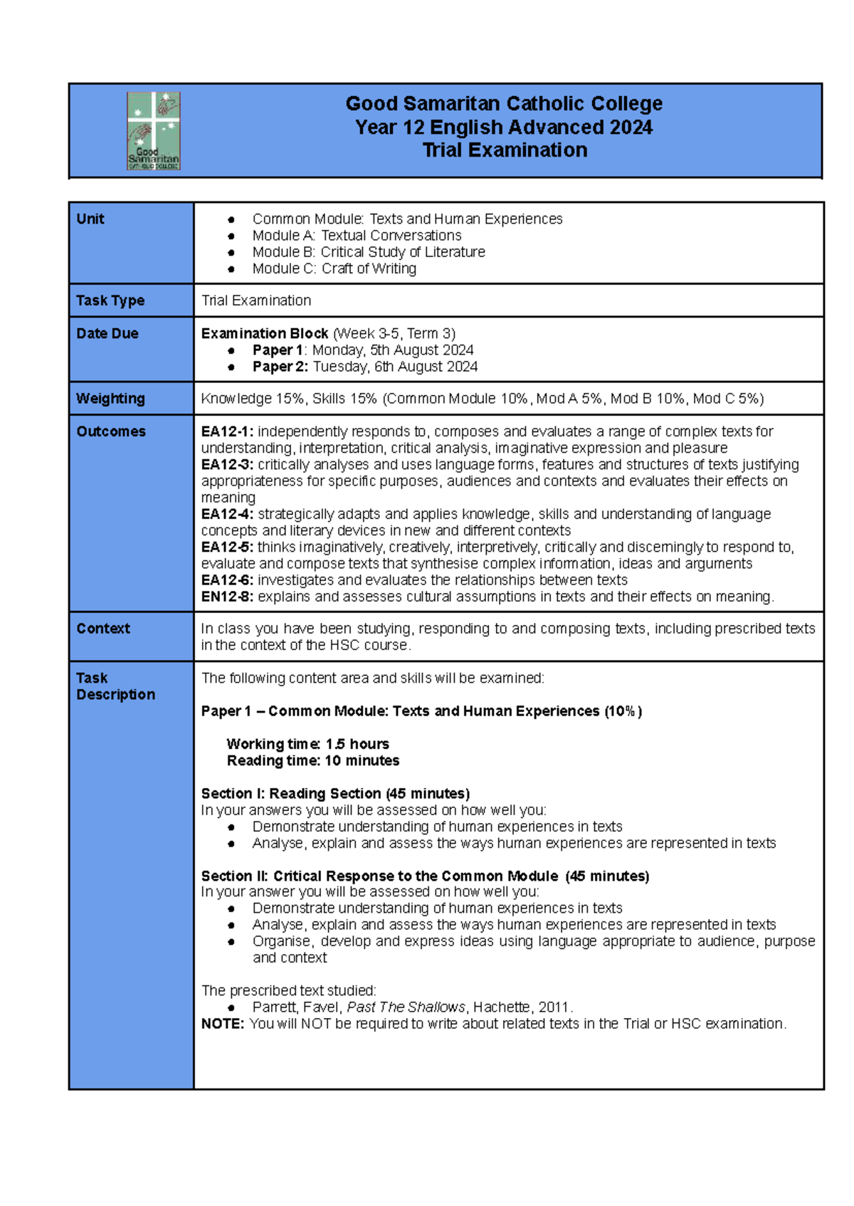 HSC English Adv. Trial Exam Notification - 2024 Details & Requirements ...