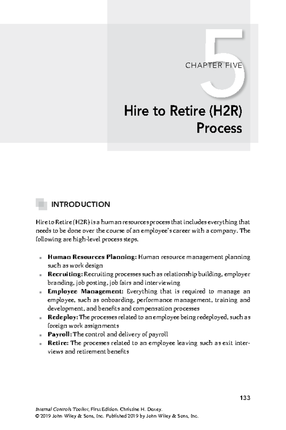 Hire to Retire (H2R) - 133 5 C H A P T E R F I V E Hire to Retire (H2R ...