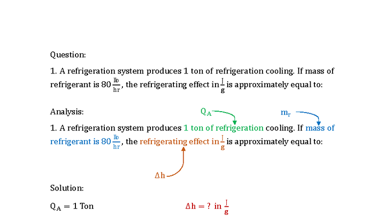 Refrigeration System Analysis: Solved Problems (ENGR 101) - Studocu