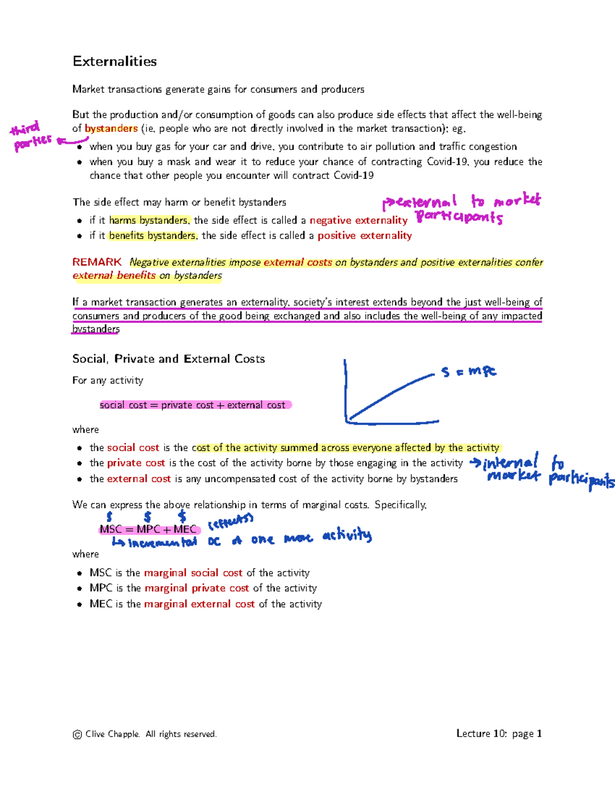 ECON - Externalities - Externalities Market transactions generate gains ...