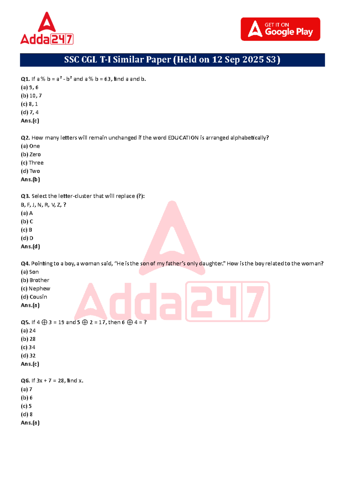 SSC CGL English Similar Paper (Held on 12 Sep 2025 S3) - Studocu