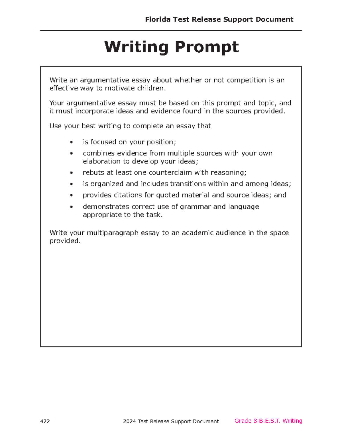 Gr 8 BEST 2024 Argumentative Essay: Is Competition Effective for Kids ...