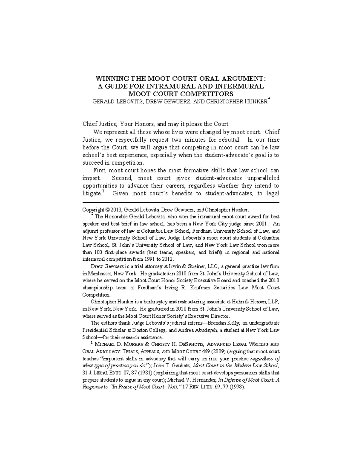 Winning the Moot Court Oral Argument: A Comprehensive Guide - Studocu